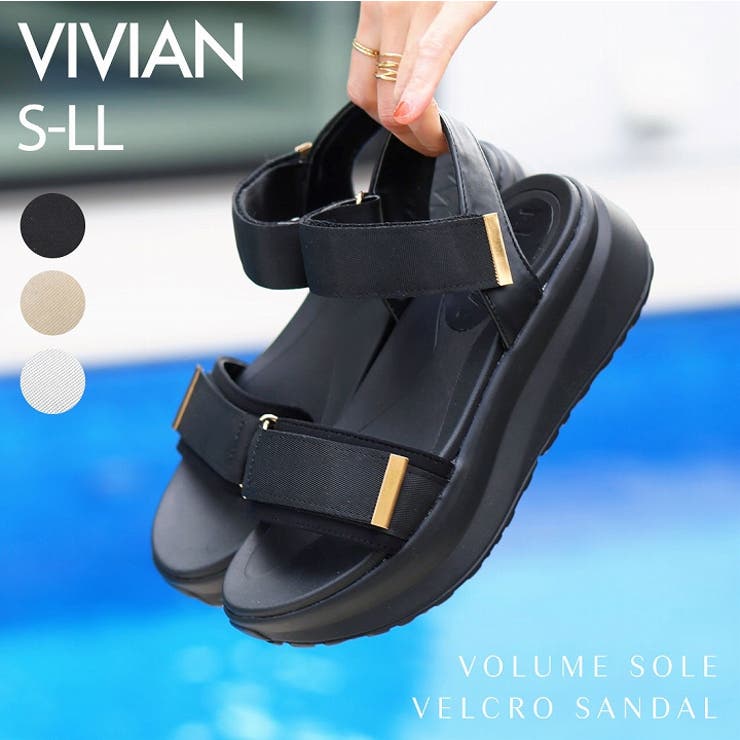【楽天市場】VIVIAN COLLECTION 厚底ゴールドパーツベルクロスポーツサンダル シューズ・靴：SHOPLIST