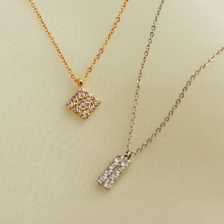 【楽天市場】【3/5限定 20%OFFクーポン】ネックレス K18GP レクタングル ダイヤシェイプ ストーン ショート スキンジュエリー オフィス レディース ラインストーン 結婚式 お花 ...