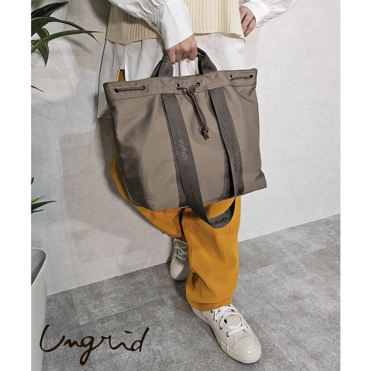 【楽天市場】STYLE CODE 【Ungrid/アングリッド】ナイロン ロゴテープ 牛革ハンドル 2WAY 巾着トートバッグ バッグ・鞄：SHOPLIST