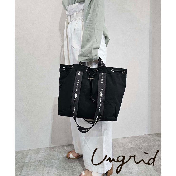 【楽天市場】STYLE CODE 【Ungrid/アングリッド】撥水.防水.軽量ソフトナイロン ロゴテープ 牛革ハンドル 2WAY 巾着トートバッグ バッグ・鞄：SHOPLIST