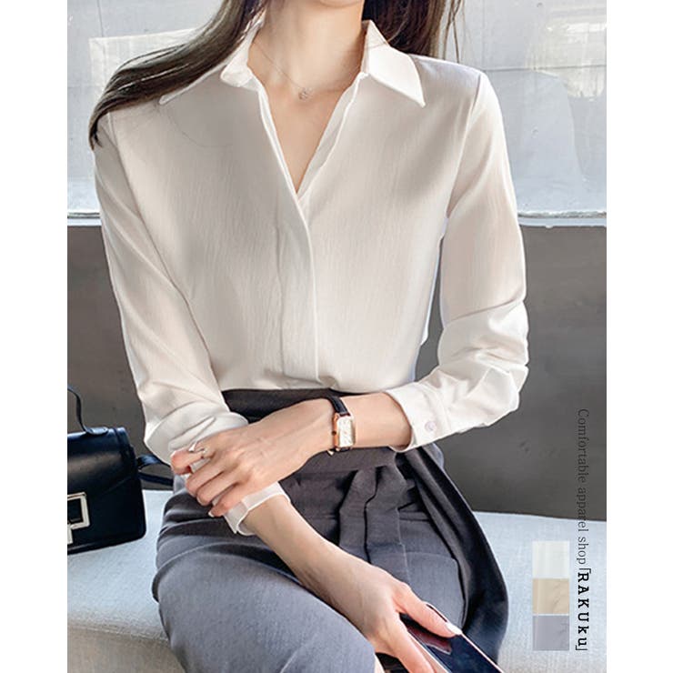 【楽天市場】【10％OFFクーポン！12/11(木)1:59まで】RAKUku ブラウス オフィス カジュアル フォーマル レーディス 長袖 ...