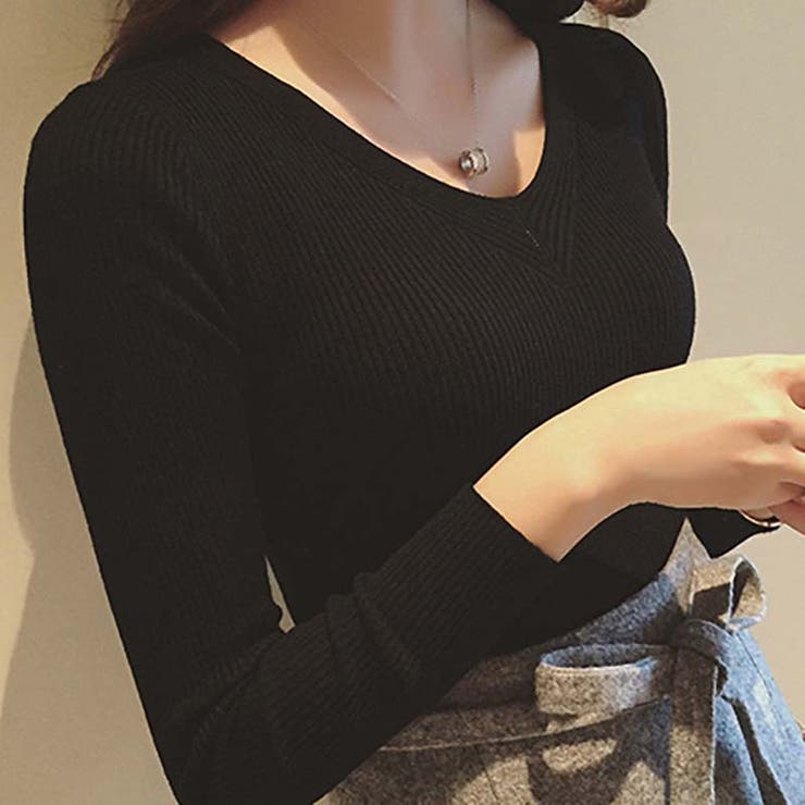 【楽天市場】COCOMOMO レディースニット Vネックセーター リブニット トップス リブ ニットソー フィット 重ね着 シンプル インナー きれいめ 可愛い 着回し 春 秋 冬 春服 秋服 ...