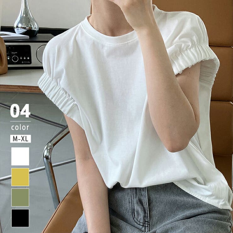 【楽天市場】COCOMOMO tシャツ コットン100％ ギャザーカットソー レディース 半袖 カットソー フレンチスリーブ ギャザー 袖 ゆったり 大きいサイズ 体型カバー 二の腕カバー ...