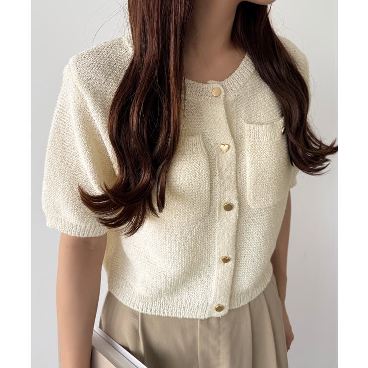 【楽天市場】JUNOAH callautia ハートボタン半袖ニットカーディガン トップス：SHOPLIST