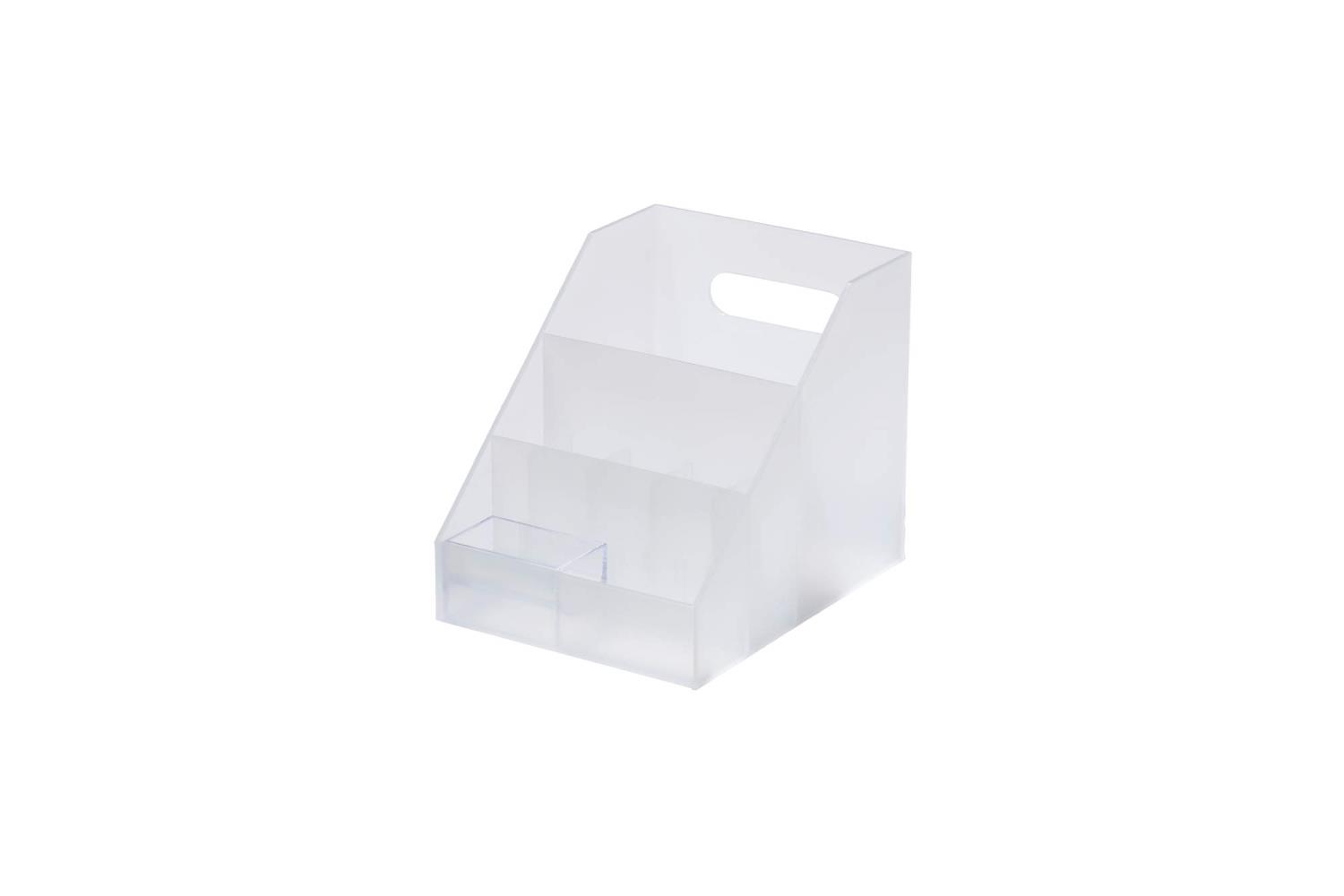 【楽天市場】ライクイット (like-it) 収納ケース オーガナイザー 立てる収納 スタンド ホワイト (半透明) 仕切り付き 約幅14.5x奥18.5x高18.2cm 日本製 MX-01 ...