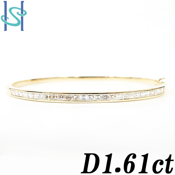 【楽天市場】★6/5 スクエアカット ダイヤモンド バングル 1.61ct K18 イエローゴールド ミステリーセッティング ファンシーカット 変形カット | 18金 K18YG ダイアモンド ...