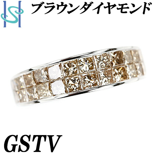 【楽天市場】★6/11 GSTV ブラウンダイヤモンド リング K18WG プリンセスカット スクエアカット ファンシーカット ミステリーセッティング 太め 幅広 | 18金 ダイアモンド ...