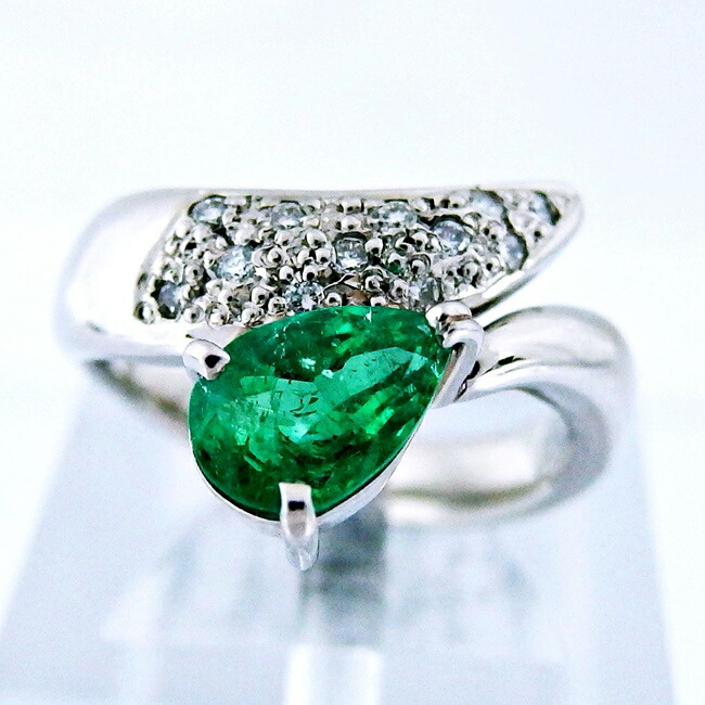 【楽天市場】Pt900 ★リング エメラルド0.93ct ダイヤモンド0.12ct 12-号 ソーティング付き 【中古】 /29201 / ...