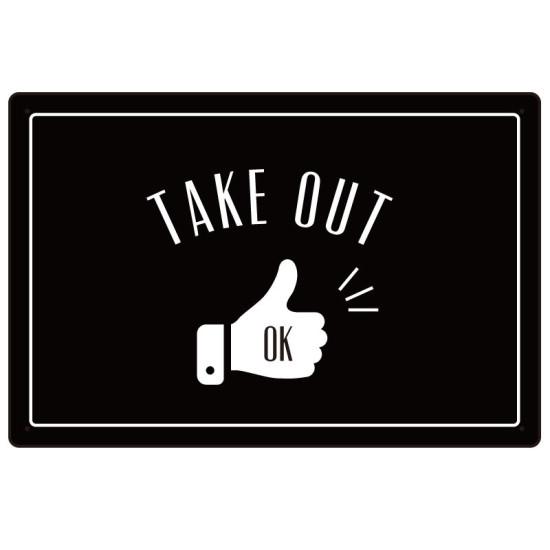 【楽天市場】TAKE OUT OK ハンドサイン オリジナルプレート看板 ブラック W450×H300 エコユニボード (SP-SMD354 ...