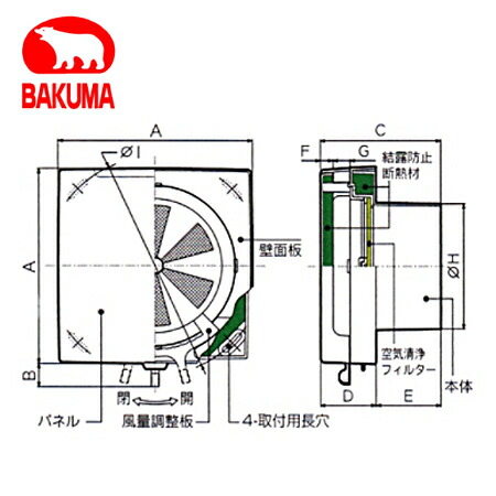 【楽天市場】バクマ工業 RE-100JFK-BE 樹脂製角型レジスター 自然給気用 標準型 壁面取付用 ベージュ：分電盤・架台・ドアホンのザイマ