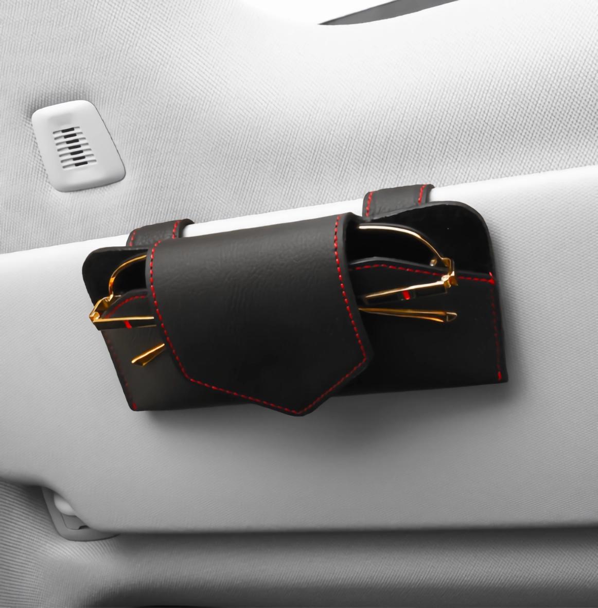 【楽天市場】車用メガネケース サングラスホルダー メガネ/サングラス収納 レザー素材 マグネット開口 車内用品 カーサンバイザー用 取り付け簡単 ほとんどの車種に適用 ブラック/グレー ...