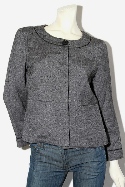 【楽天市場】【中古】7-IDconcept セブンアイディコンセプト シルクブレンド ラメ ノーカラー ジャケット 40 GRAY グレー ...