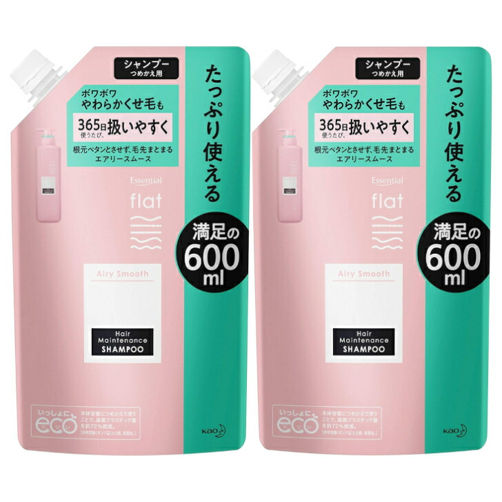 【楽天市場】【大容量まとめ買い2個セット】flat フラット エアリースムース シャンプー つめかえ用 600ml:s&kグループ