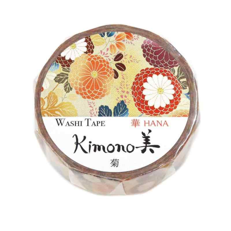 【楽天市場】kimono美 華 友禅柄タイプ 菊 15mm幅 金箔グラデーション マスキングテープ テープ 文房具 学生 かわいい 金箔 ...