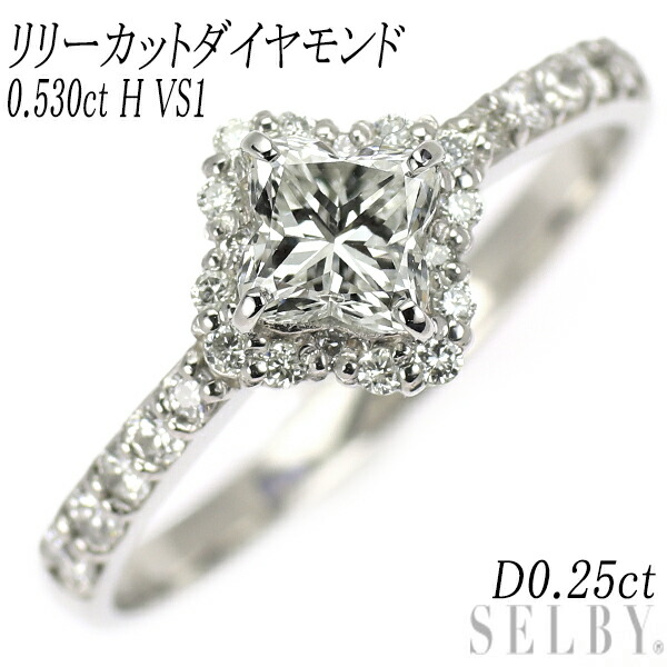 【楽天市場】新品 希少 Pt900 リリーカット ダイヤモンド リング 0.530ct H VS1 D0.25ct SELBY 送料サービス ...