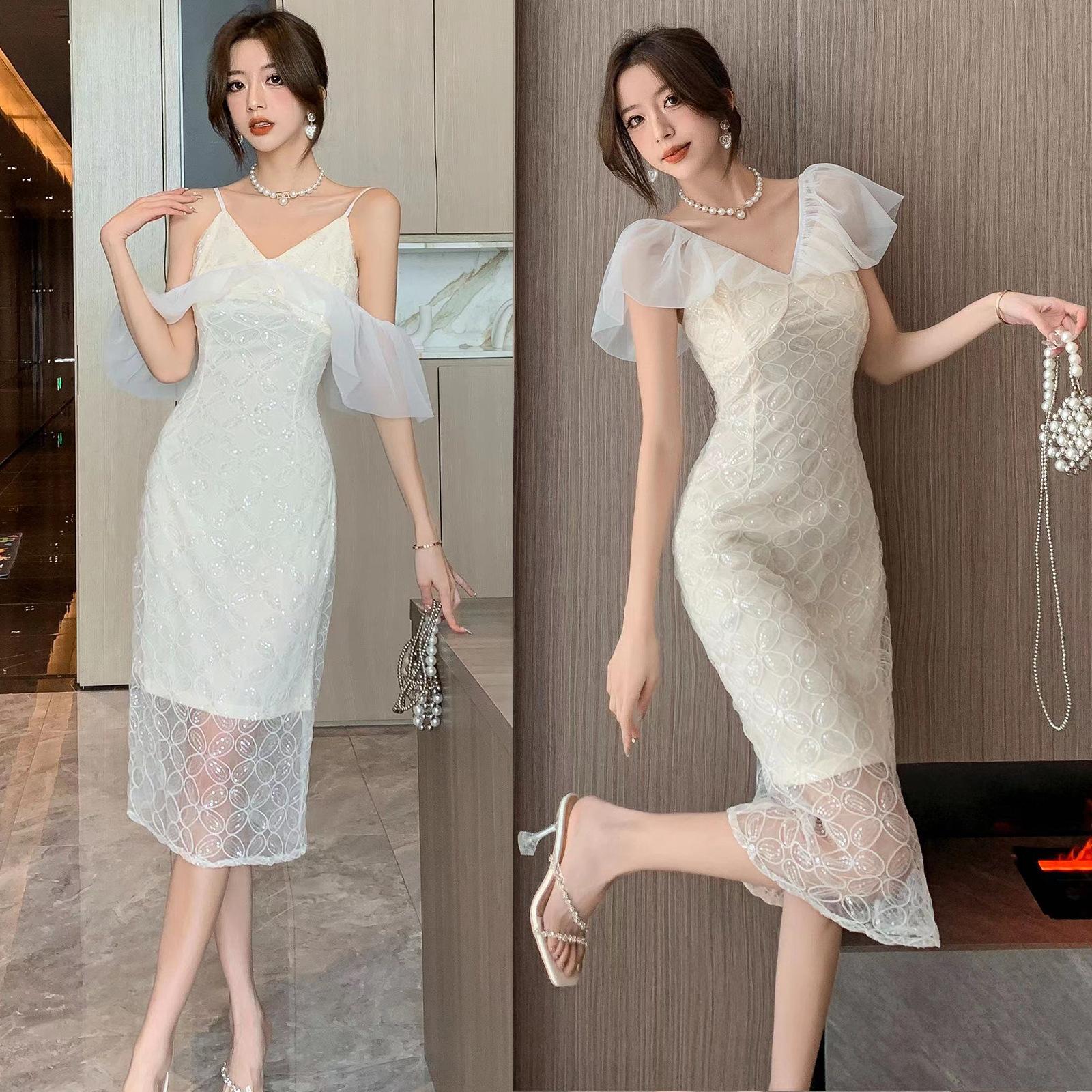 【楽天市場】【10％OFF & P2倍スーパーセール限定】 ワンピース 誕生日 宴会 ドレス 夏 新作 デザイン感 ワンショルダー スパンコール：スマートショップ