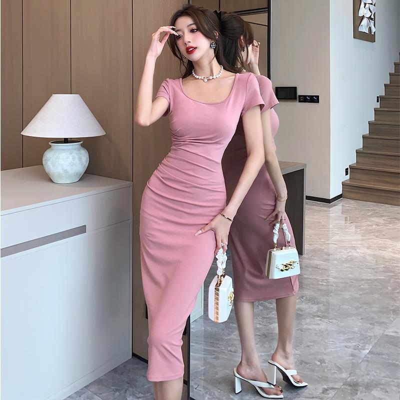 【楽天市場】【10％OFF & P2倍スーパーセール限定】 ワンピース レトロ スリム お嬢様 レディース 夏 新作 中丈 セクシー スリム：スマートショップ