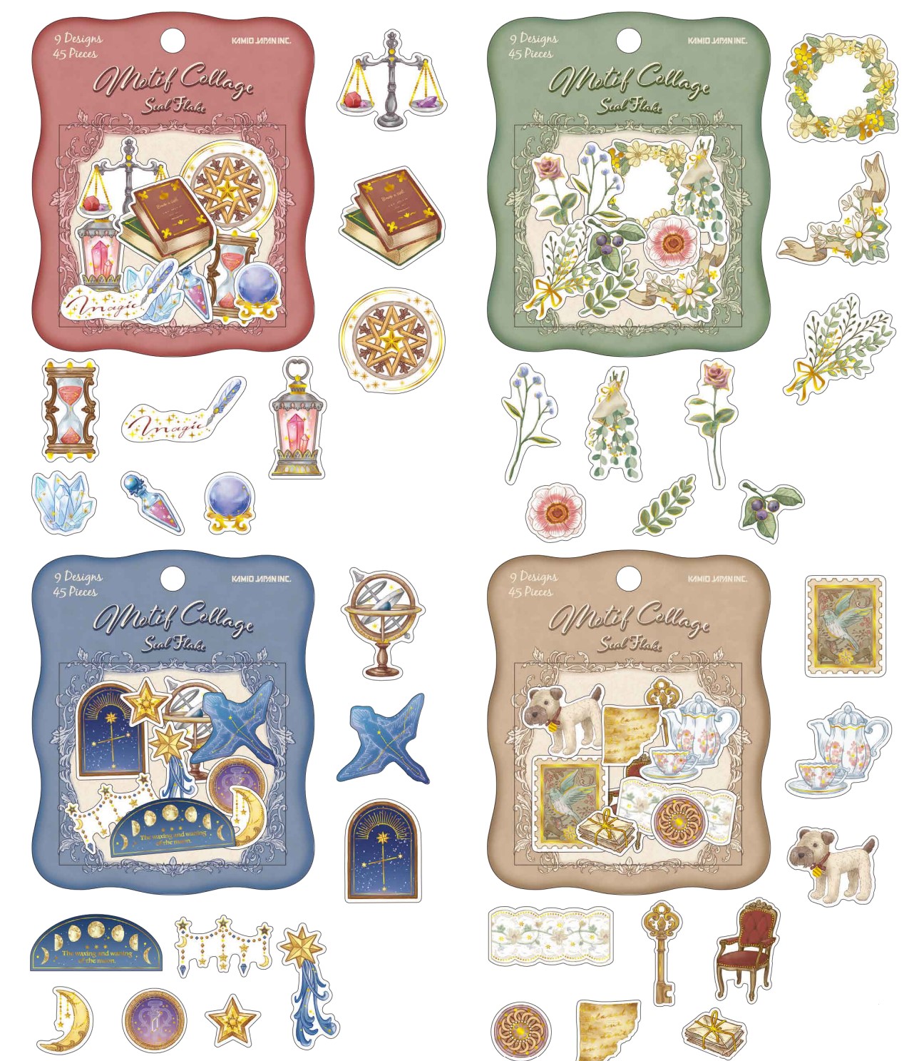 【楽天市場】フレークシール Motif collage フレークシール 全4柄セット kmo_215242_215245set アンティーク ...