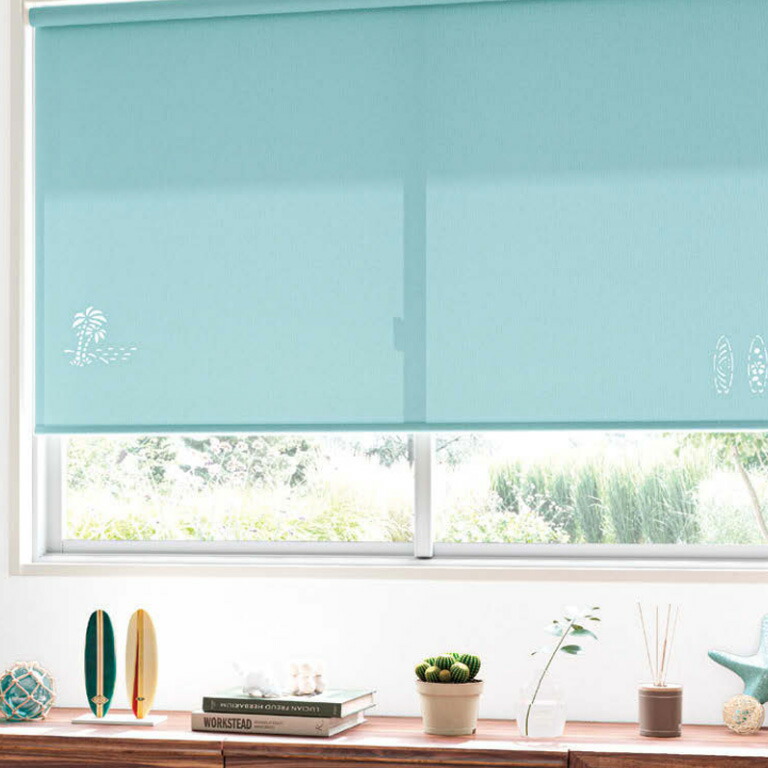 【楽天市場】【追加オプション】 レーザーカット TOSO ロールスクリーン TYPE417 下部コーナー柄 左側 右側 ビーチ マイテックシーズ 切り抜いた穴から光が差し込む デザインカット ...