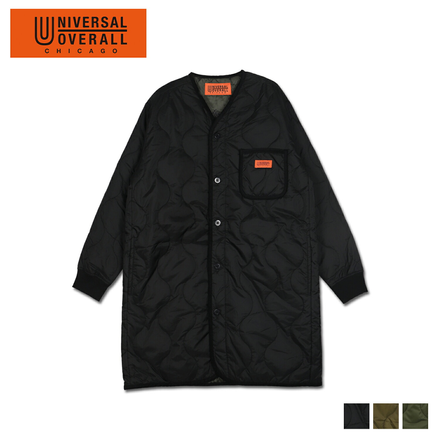 【楽天市場】ユニバーサルオーバーオール UNIVERSAL OVERALL コート ノーカラーコート キルトコート アウター メンズ QUILT COAT ブラック カーキ 黒 ...