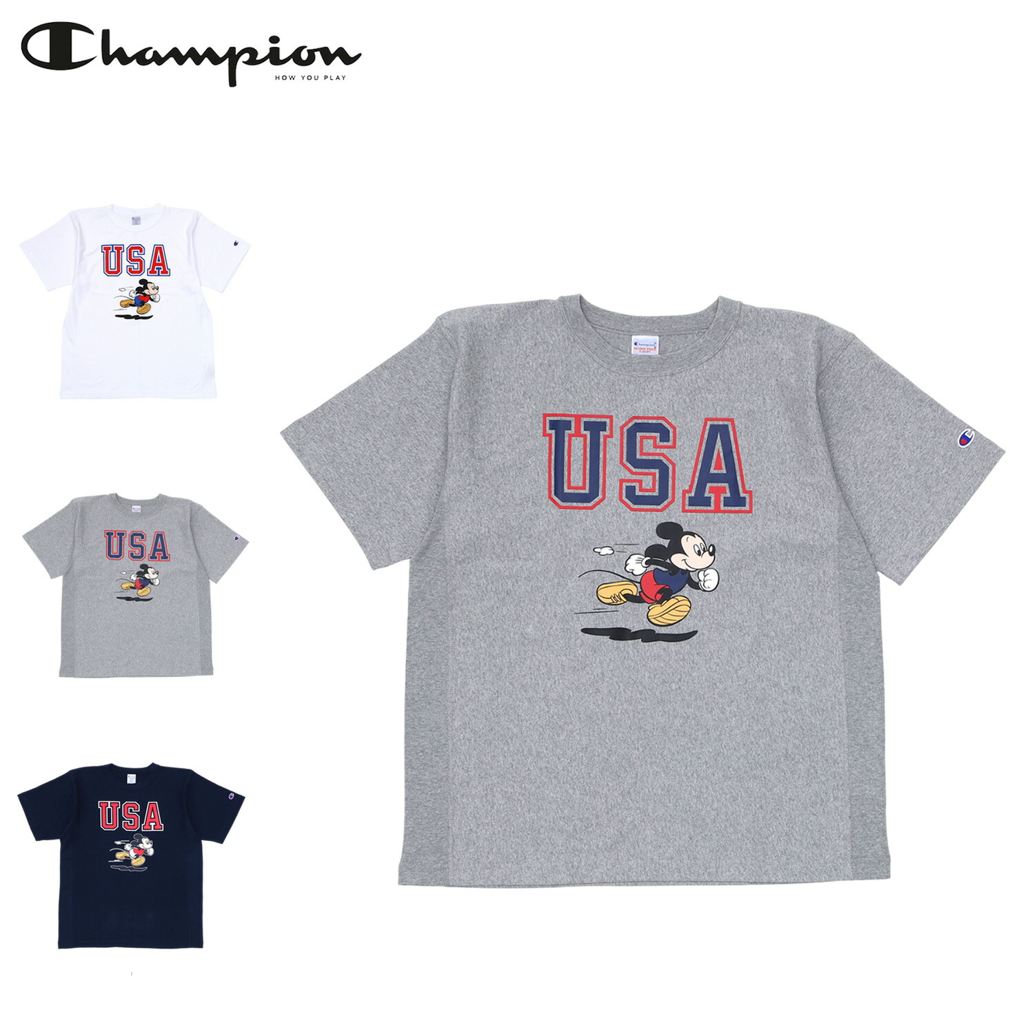 【楽天市場】チャンピオン Champion Tシャツ 半袖 リバースウィーブ ショートスリーブ メンズ レディース ディズニーデザイン ミッキー REVERSE WEAVE SS T ...