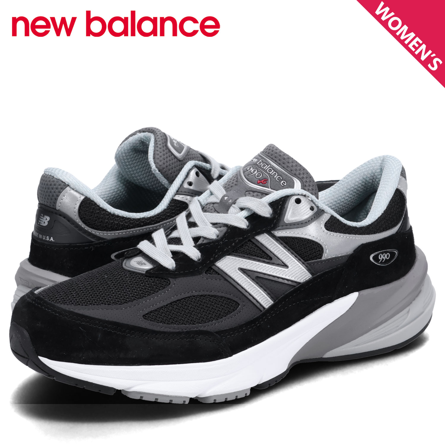 【楽天市場】ニューバランス new balance 990 V6 スニーカー レディース Bワイズ MADE IN USA ブラック 黒 ...