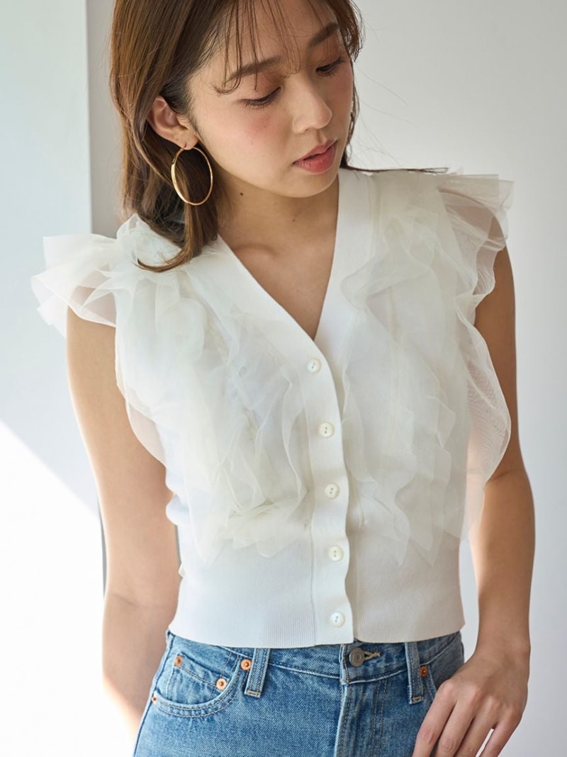 【楽天市場】チュールフリルノースリニットプルオーバー SNIDEL スナイデル トップス ニット ブラック ピンク【送料無料】[Rakuten Fashion]：SNIDEL／スナイデル