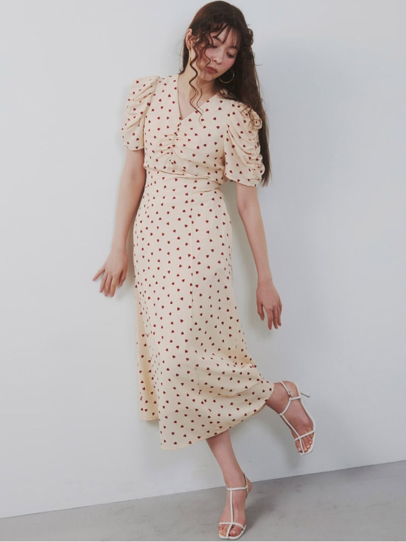 【楽天市場】【WEB限定/Heart collection】ハートプリントワンピース SNIDEL スナイデル ワンピース・ドレス ワンピース ネイビー【送料無料】[Rakuten ...