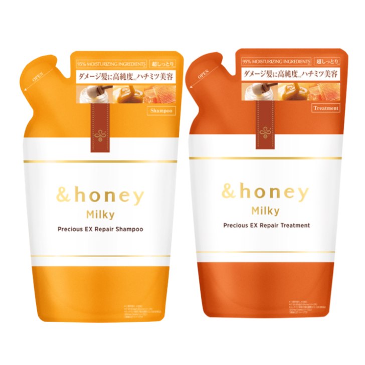 【楽天市場】アンドハニー ミルキー プレシャスEX リペア シャンプー ヘアトリートメント つめかえセット 各385ml：So-netmoソネトモ