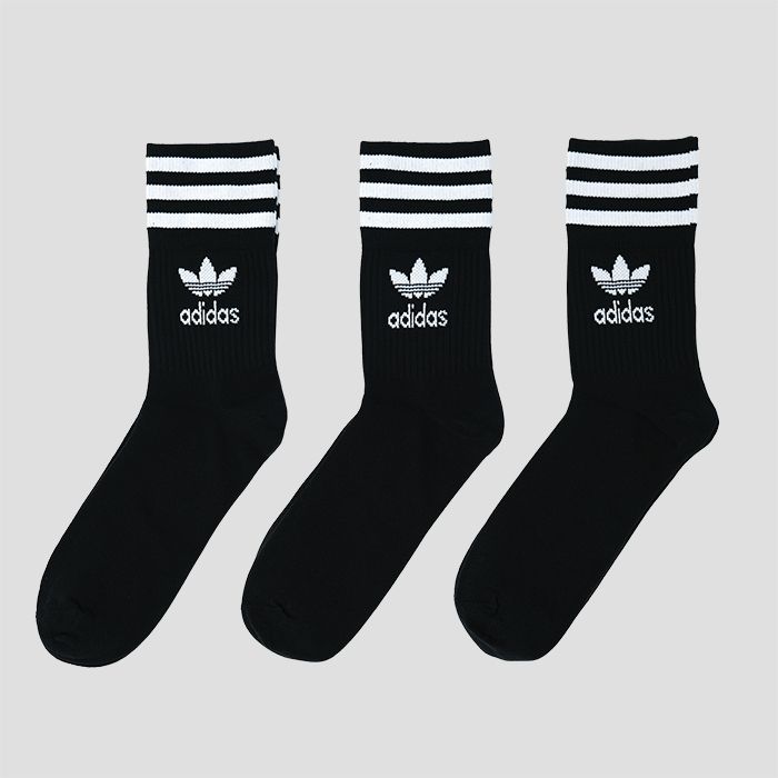 【楽天市場】adidas（アディダス）adidas Originals ミッドカット クルーソックス 3PACK BLACK：SOCKSTORE