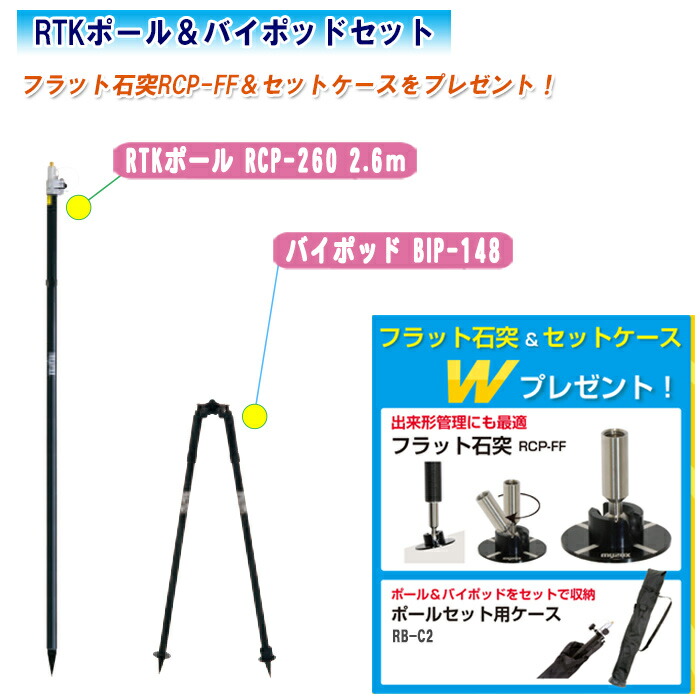 【楽天市場】★期間限定プレゼントキャンペーン★MYZOX マイゾックス RTKポール＆バイポッドセット【 RTKポールRCP-260 バイポッドBIP-148 】：土木測量試験用品のソッキーズ