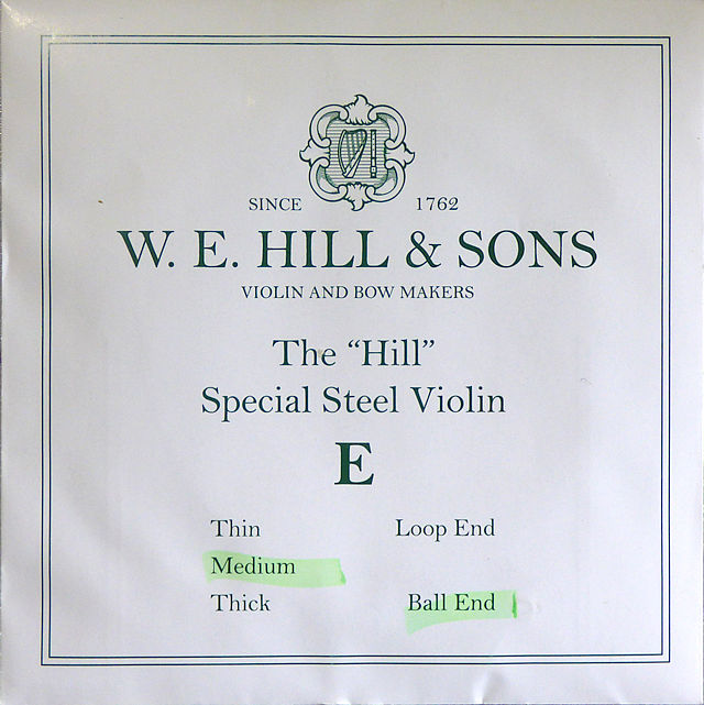 【楽天市場】バイオリン弦 ヒル E線 W.E.HILL & SONS Special Steel Violin E：底値楽器屋