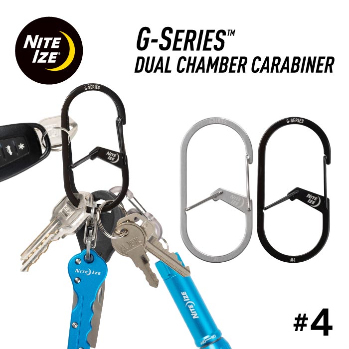 【楽天市場】カラビナ キーホルダー おしゃれ フック アウトドア ブランド キーアクセサリー ブラック ステンレス シルバー ナイトアイズ niteize Gカラビナー #4：SOKU