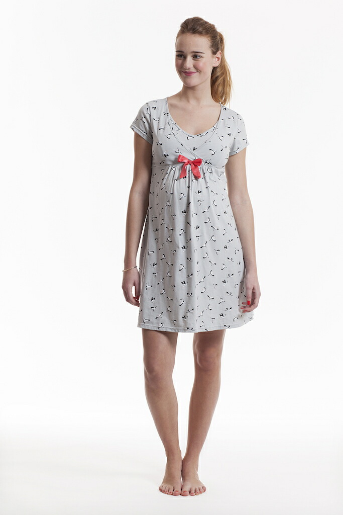 【楽天市場】Pomkin ALBA＜授乳対応＞オーガニックマタニティパジャマワンピース-グレイストーク：ソルレガロ・インターナショナル