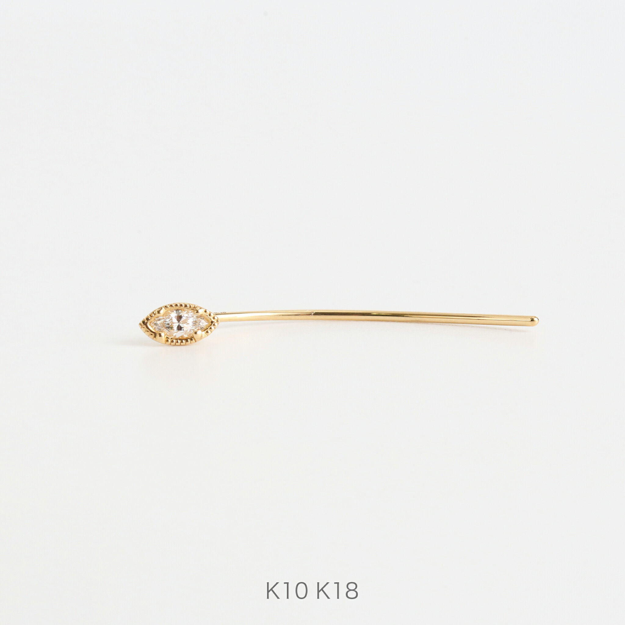 【楽天市場】【Stick Pierce / Marquise Diamond】 K10/K18 マーキスカット ダイヤモンド ピアス 一粒 10金 10k k10 18金 18k k18 ...