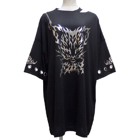 【楽天市場】LISTEN FLAVORリッスンフレーバー スリットBIGトップス[ キラキラネコ ]LF2513509：ROCK SHOP ...