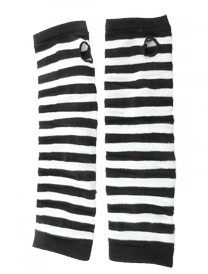 【楽天市場】ロング アームウォーマー グローブ フィンガーレス 女性用 ブラック ホワイト ストライプ 伸縮性 ブラックホワイトストライプ ...