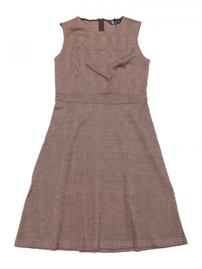 【楽天市場】Allegra K フレア ニットワンピース 千鳥格子 チェック柄 ノースリーブ ショート丈 レディース ブラウンアプリコット ...