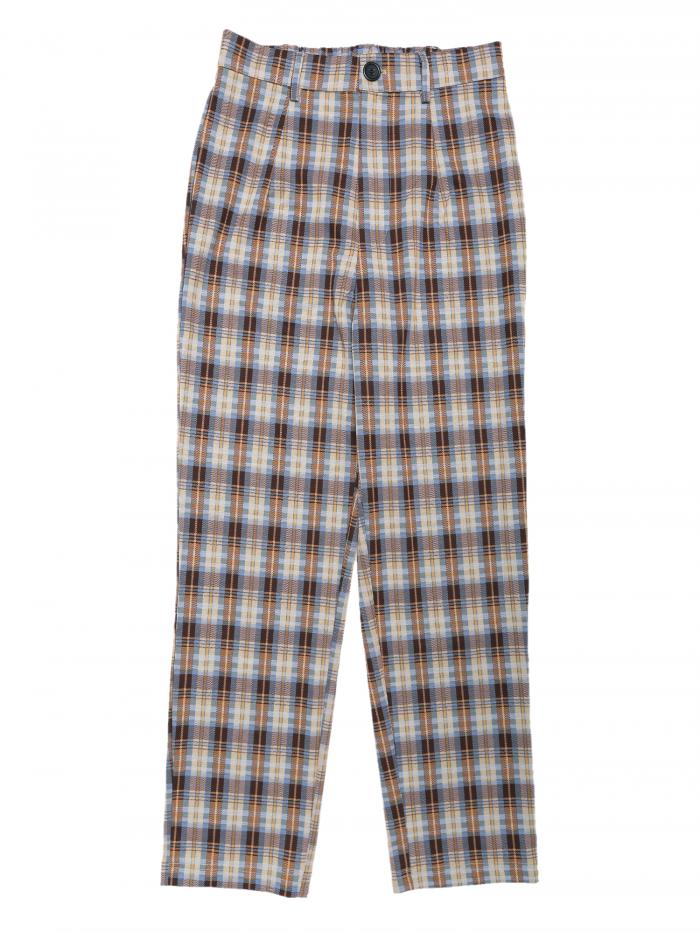 【楽天市場】Allegra K チェックパンツレディース クロップドパンツ タータンチェック カジュアル ワーク 伸縮性 ハイウエスト ブルー ...