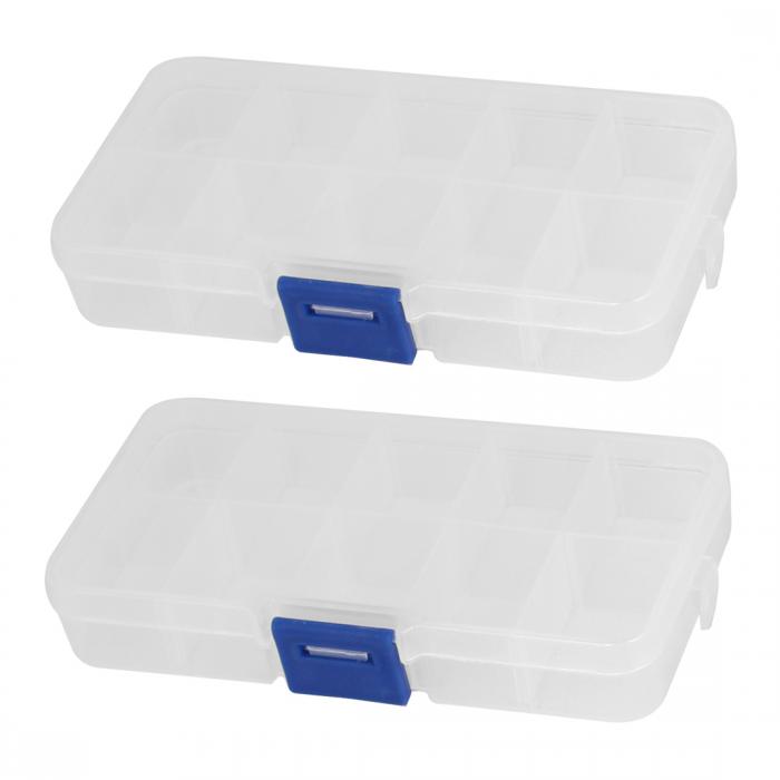 【楽天市場】ケース ブルー クリア プラスチック 30×25×20mm 10区切り 2個入り：ソウテン