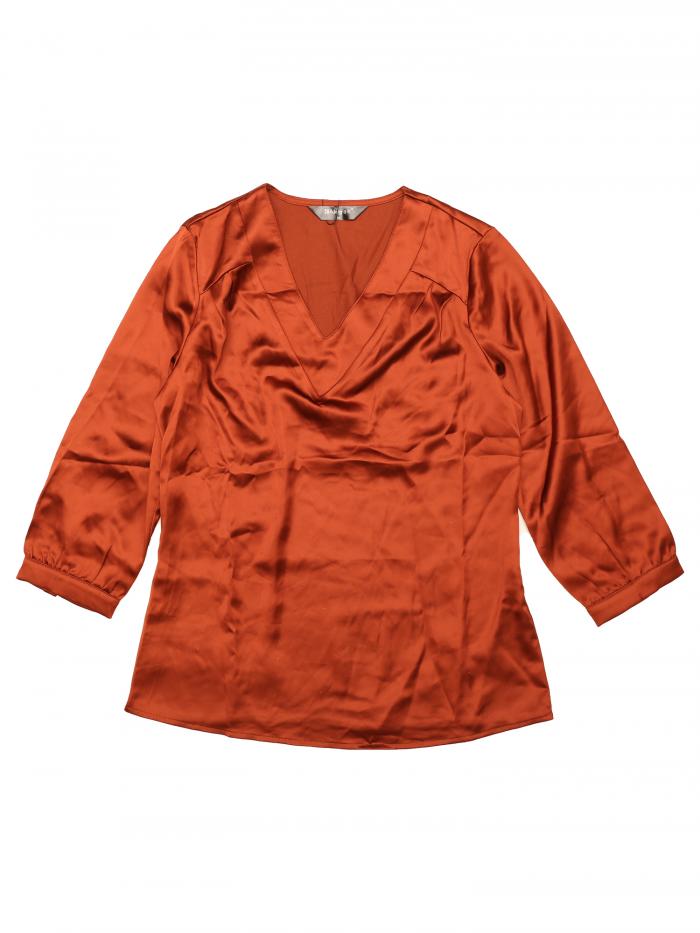 【楽天市場】Allegra K ブラウス レディース サテンブラウス 着痩せ おしゃれ シャツ カジュアル 七分袖 無地 トップス 通勤 OL ...