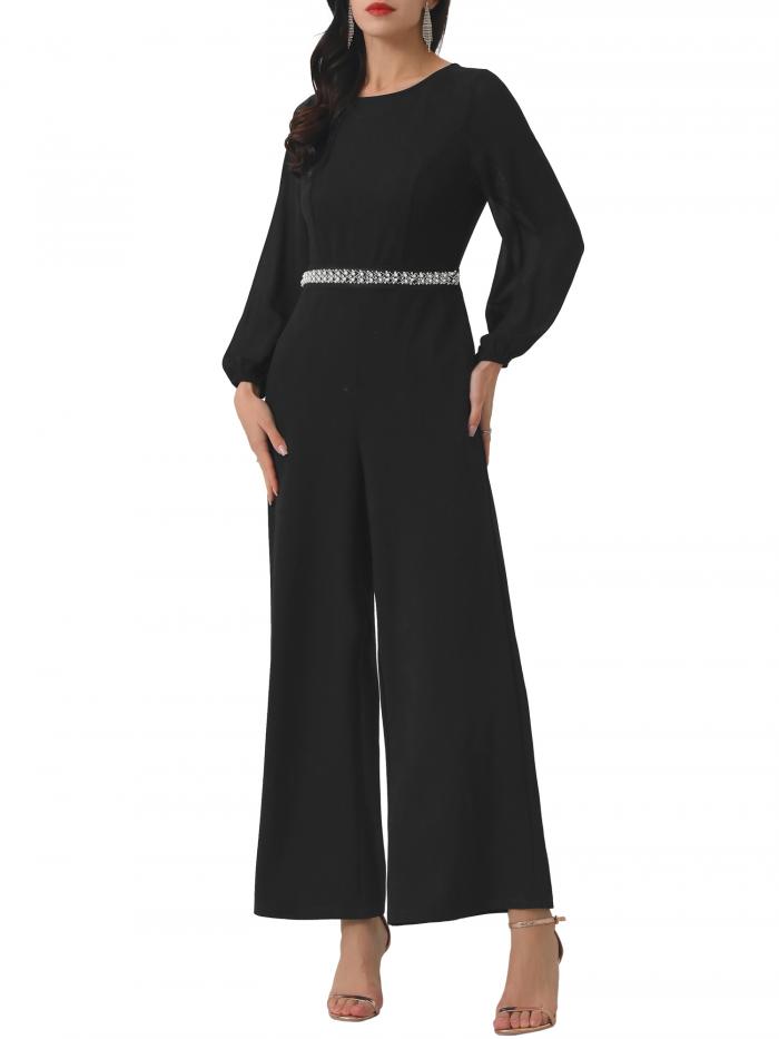 【楽天市場】WOMLAYOUT レディース ワイドレッグパンツ ジャンパー ロング シアースリーブ ジャンプスーツ ブラック L：ソウテン