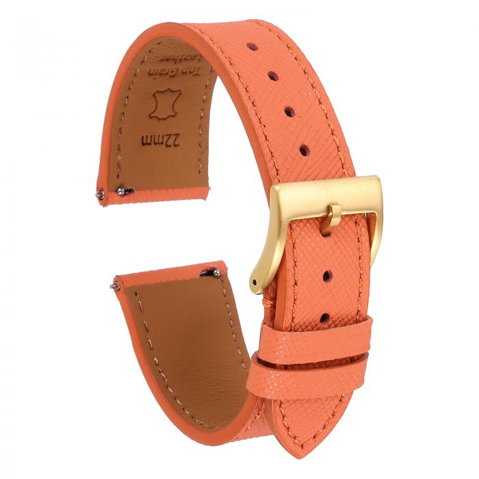 【楽天市場】本物のレザーウォッチバンド 22mm クイックリリース交換用ウォッチストラップ ステンレススチール製ゴー ルドバックル付き 男性 ...