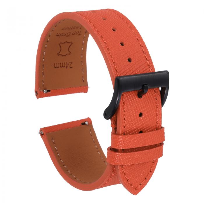 【楽天市場】本物のレザーウォッチバンド 23 mm クイックリリース交換用ウォッチストラップ ステンレススチール黒バックル付き 男性 女性用 ...