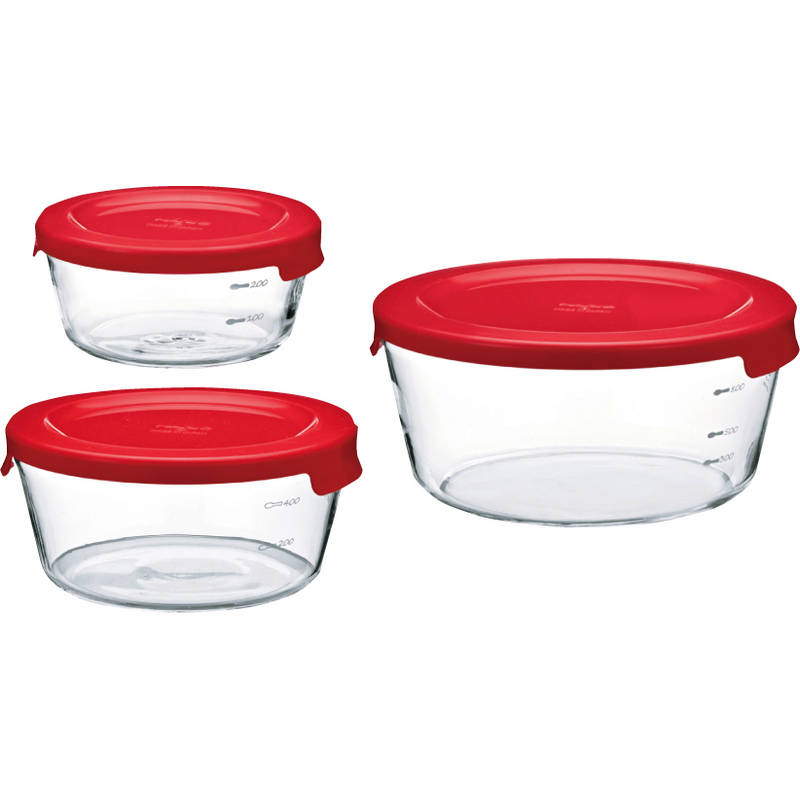 【楽天市場】ハリオ 耐熱ガラス製保存容器丸3個セット MST-3018-R：ギフトとグルメの送・食・系