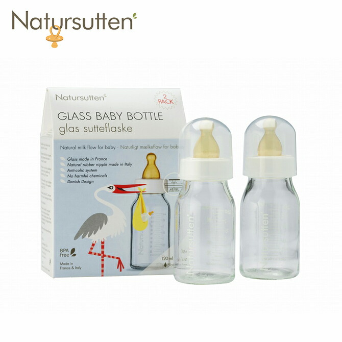 【楽天市場】ナチュアスッテン NATURSUTTEN ガラス哺乳瓶 2本セット 110ml ボトル ガラス製 天然ゴム 赤ちゃん 新生児用 ...