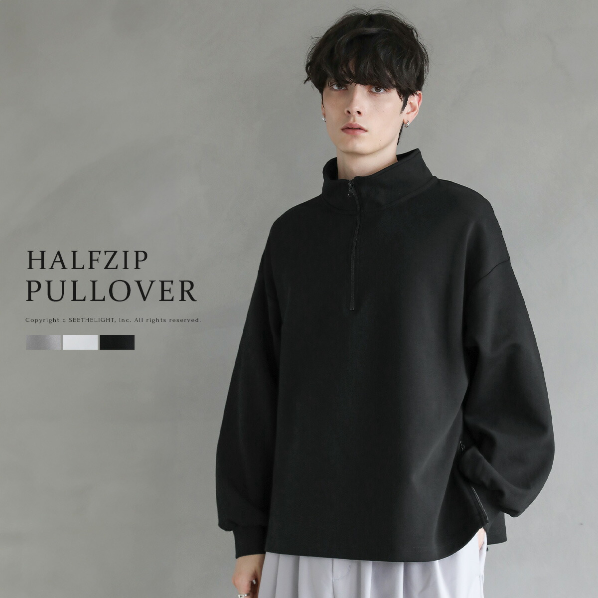 【楽天市場】ハーフジップ メンズ コットン ポンチ カットソー S M L XL ブラック ホワイト グレー：SOYOUS（ソユーズ）