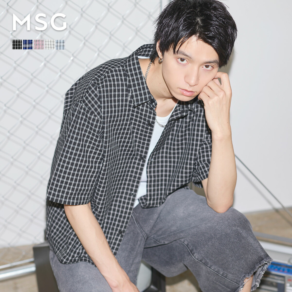 【楽天市場】シャツ ユニセックス 男女兼用 チェック 春 春服 夏 夏服 半袖 ハーフスリーブ ショート丈 S M L XL ブラック ブルー ピンク ホワイト サックス MSG：SOYOUS ...