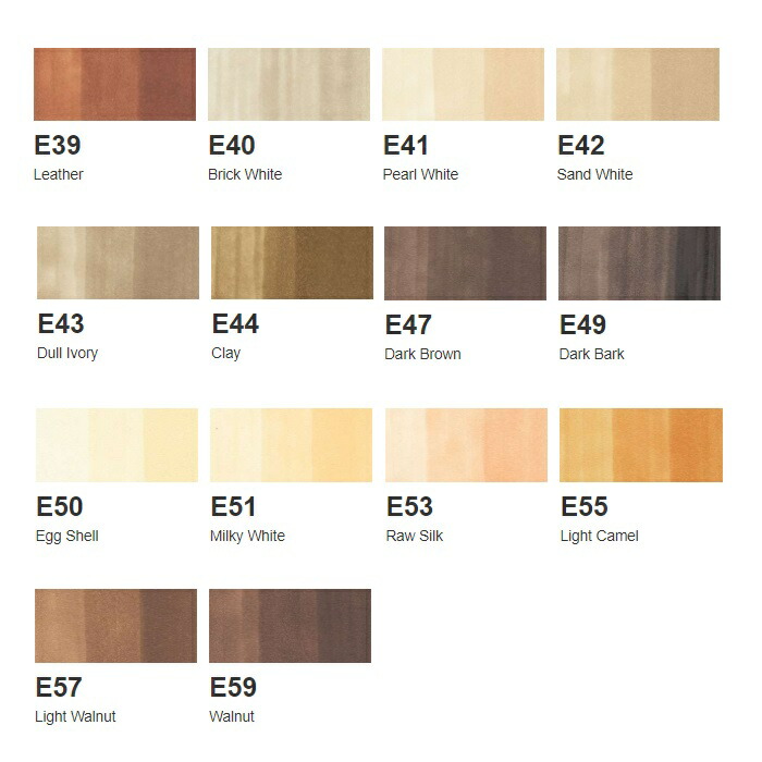 【楽天市場】COPIC コピックインク E Earth 茶系 E39 E40 E41 E42 E43 E44 E47 E49 E50 E51 E53 E55 E57 E59 茶色 アースカラー ...