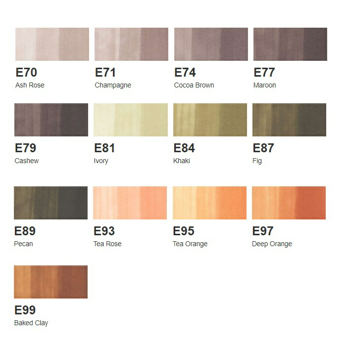 【楽天市場】COPIC コピックインク E Earth 茶系 E70 E71 E74 E77 E79 E81 E84 E87 E89 E93 ...